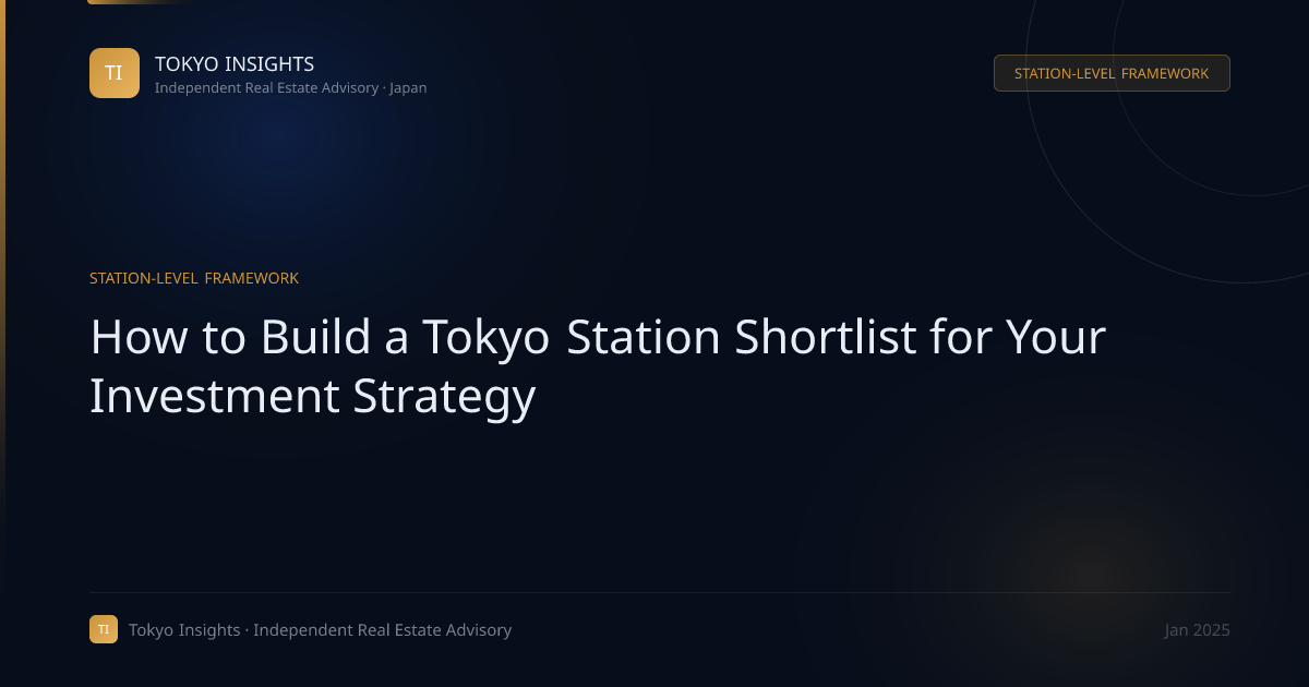 How to Build a Tokyo Station Shortlist for Your Investment Strategy ...